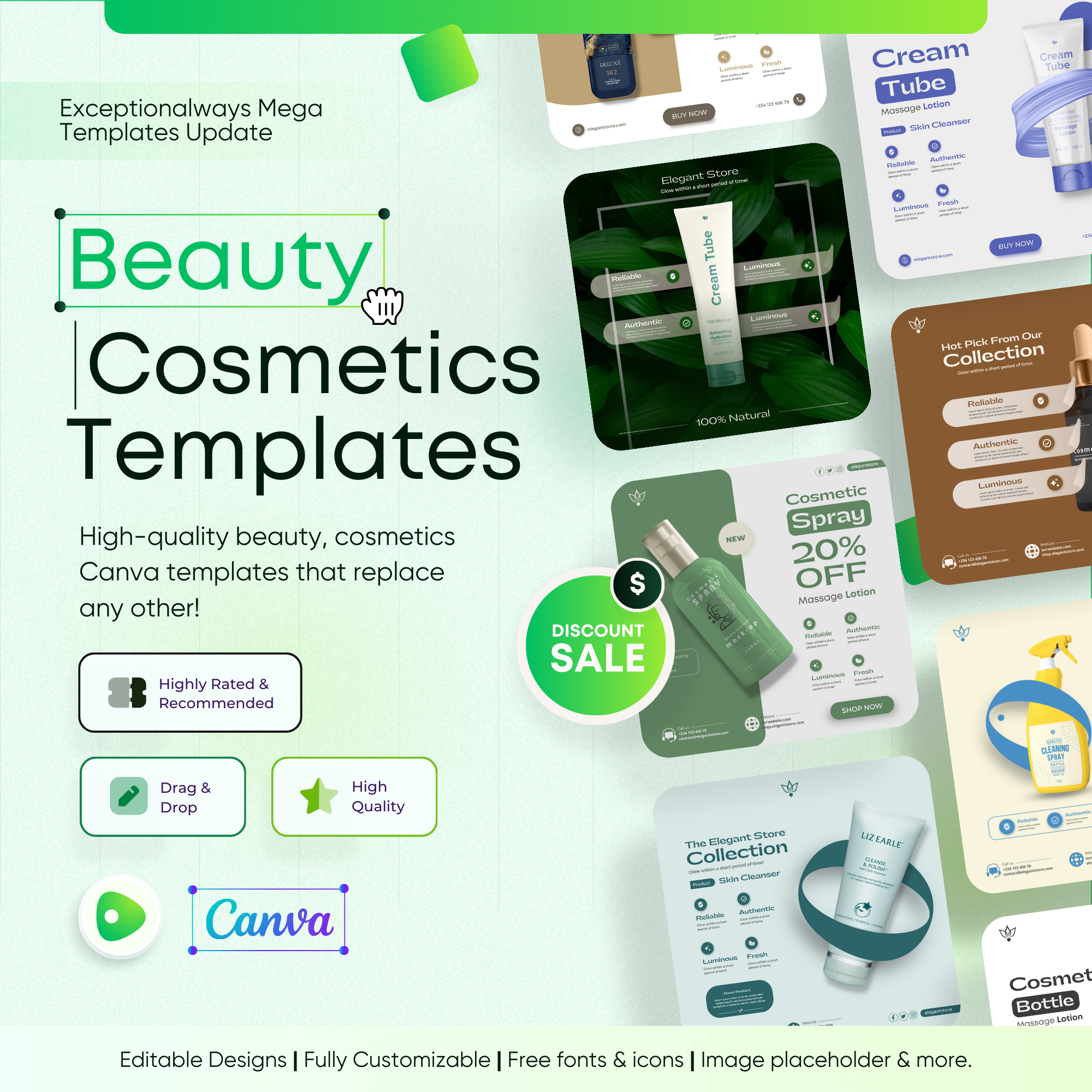 Beauty and Cosmetics Canva Design Templates - Exceptionalways